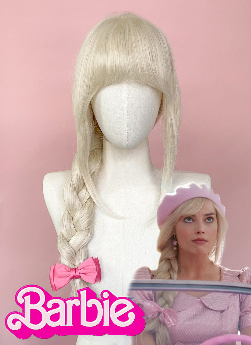 Barbie Long Straight Platinum Blonde Lace Front Synthetic Hair Wig LF6 – CosplayBuzz