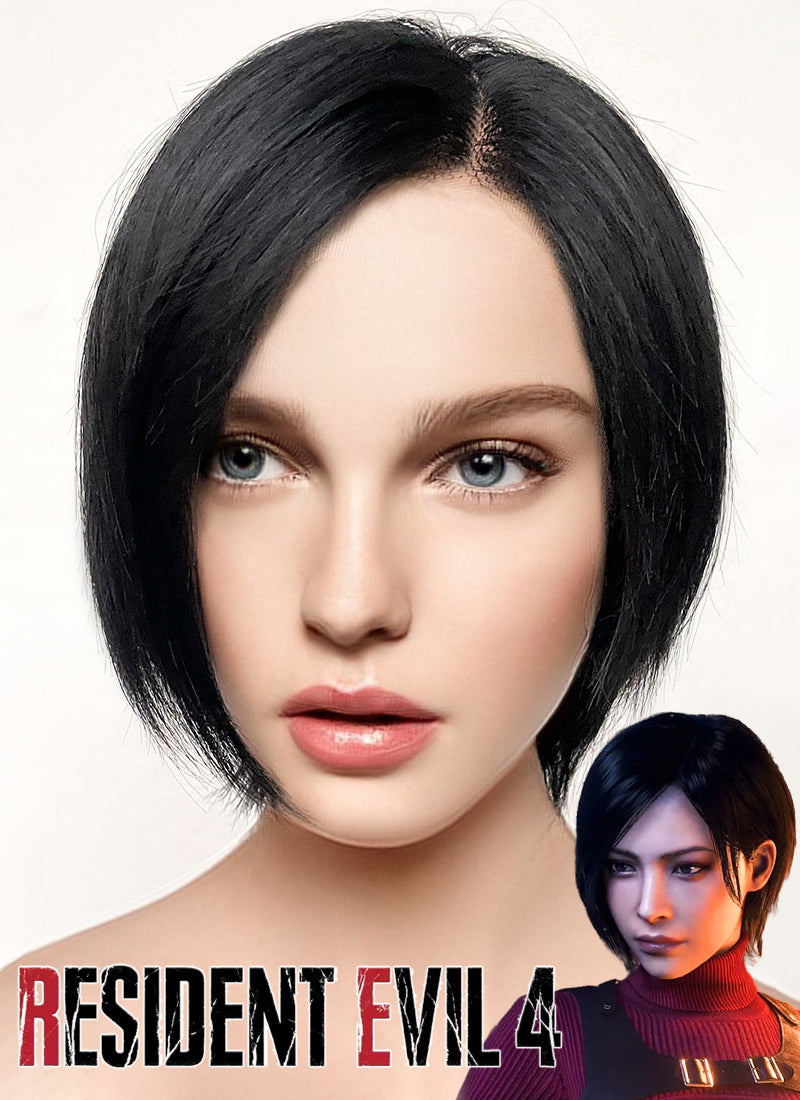 Resident Evil Ada Wong Straight Bob Jet Black Lace Front Synthetic Wig ...