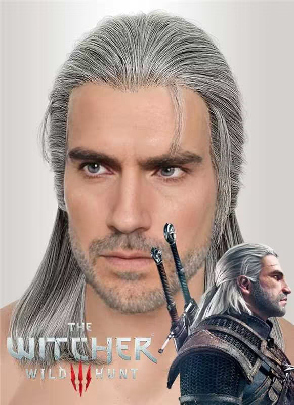 The Witcher 3 Geralt of Rivia Mixed Grey Straight Lace Front Synthetic ...