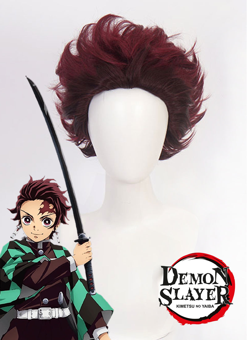 Demon Slayer: Kimetsu no Yaiba Tanjiro Kamad Short Red Ombre Cosplay W ...