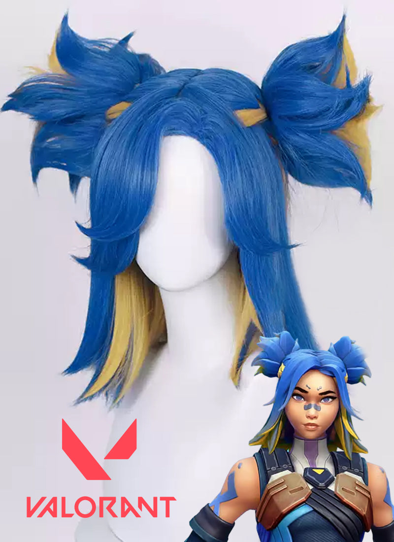 Valorant Neon Blue Mixed Yellow Cosplay Wig TB1713 – CosplayBuzz