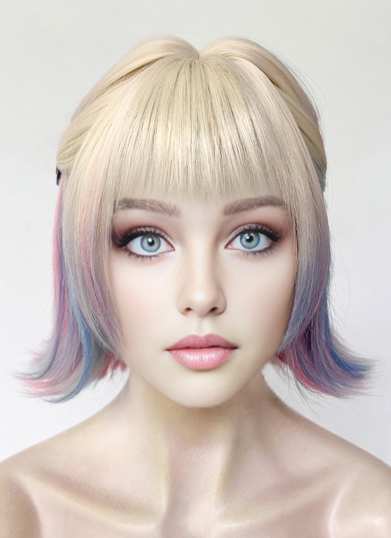 Wednesday Enid Sinclair Blonde Pink Blue Ombre Synthetic Wig ...