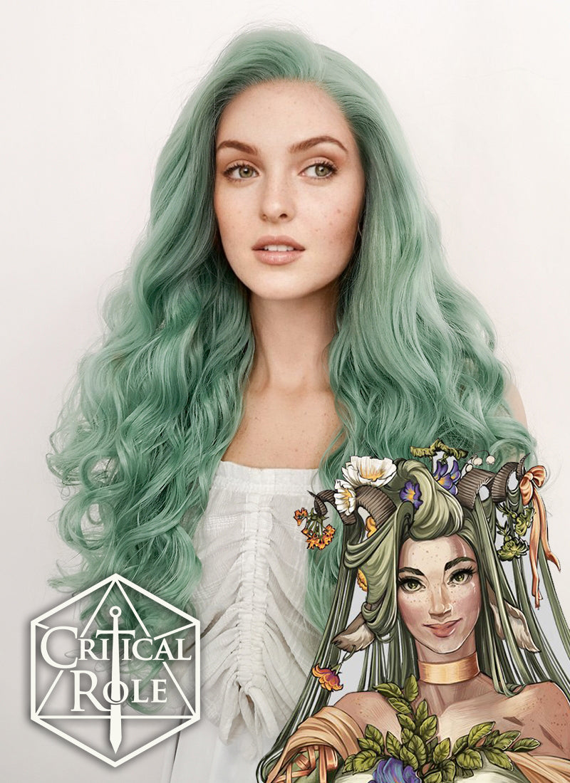 Critical Role: Fearne Calloway Wavy Pastel Green Lace Front Wig LF5117 ...