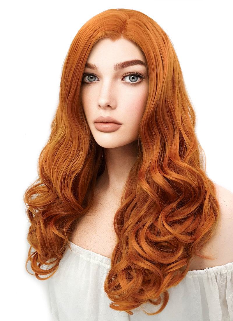 Long Wavy Pumpkin Orange Lace Front Synthetic Hair Wig LW085E – CosplayBuzz